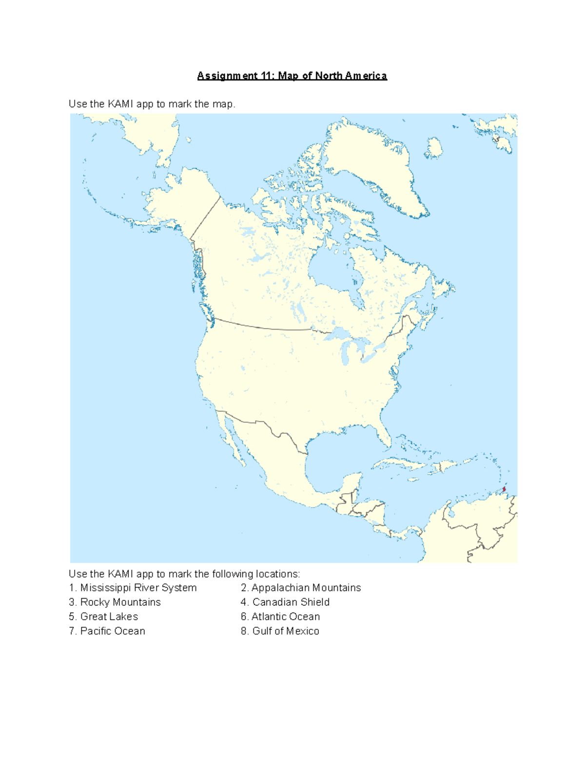 Assignment 11 Map of North America - Assignment 11: Map of North ...