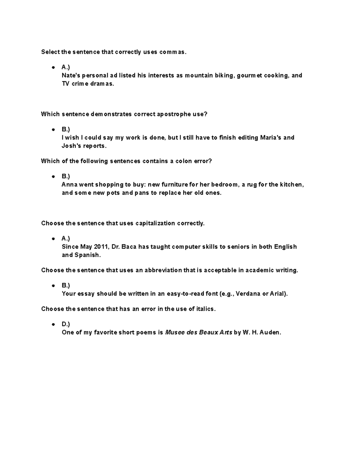 Sophia ENG 101 Unit 1 Challenge 3: Grammar and Punctuation Review - Studocu