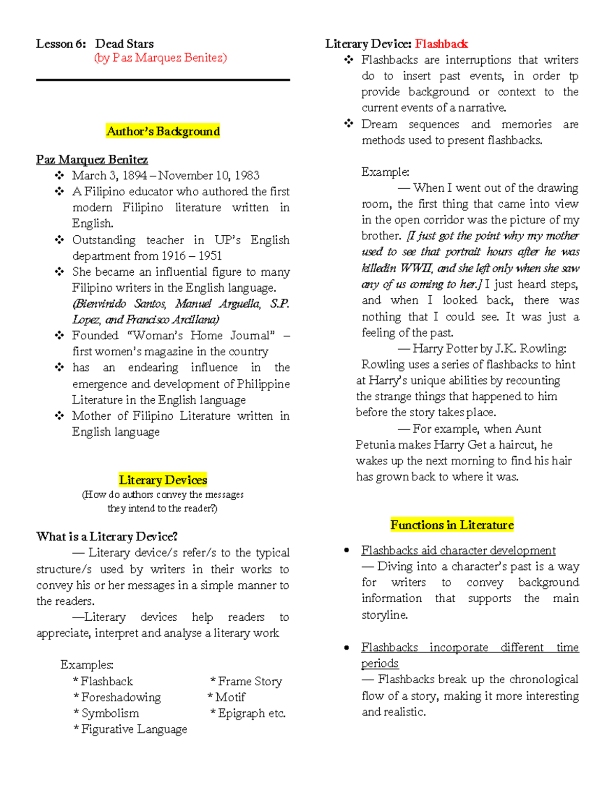 Lesson-6 Dead-Stars - reviewer - Lesson 6: Dead Stars (by Paz Marquez ...