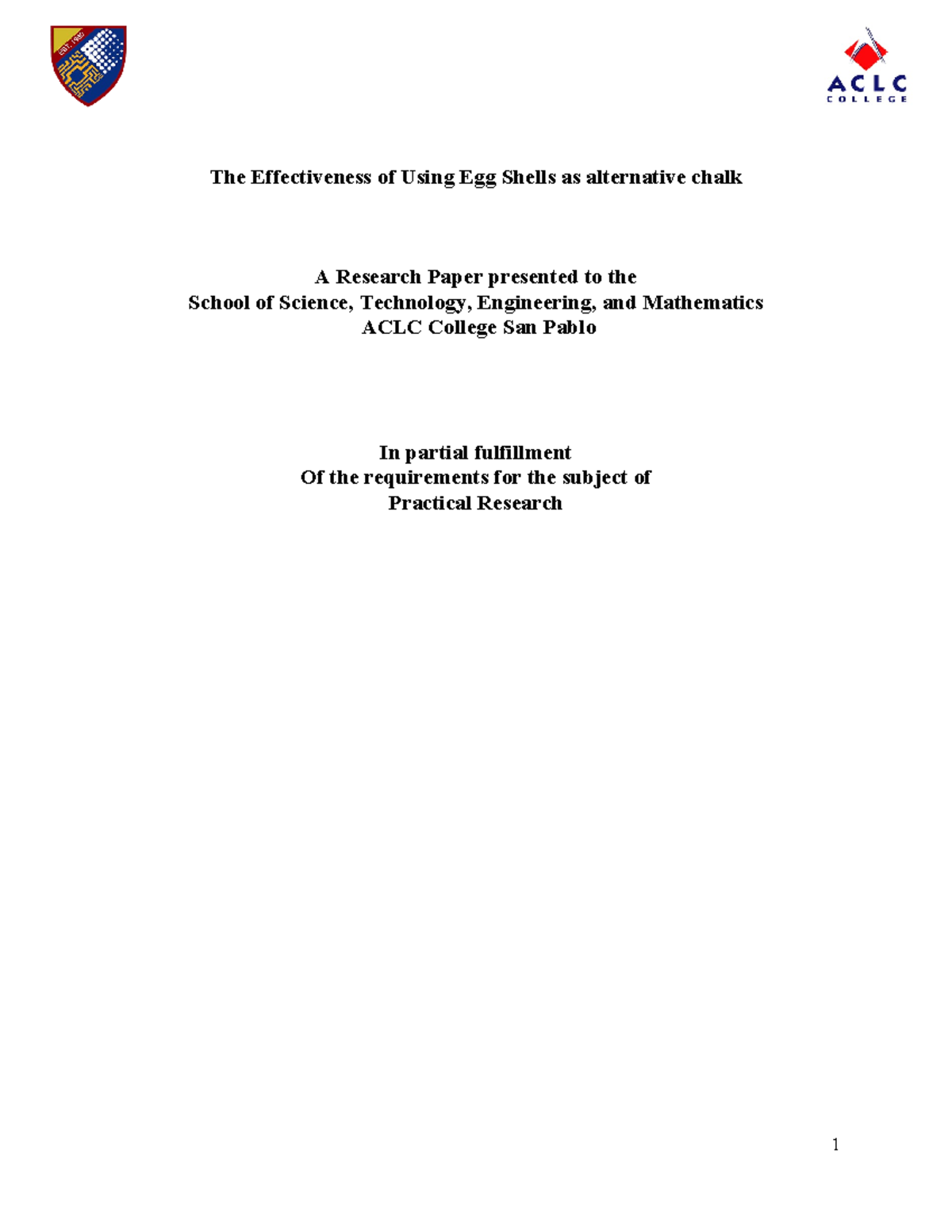 Effectiveness of Egg Shells as Alternative Chalk: A Practical Research ...