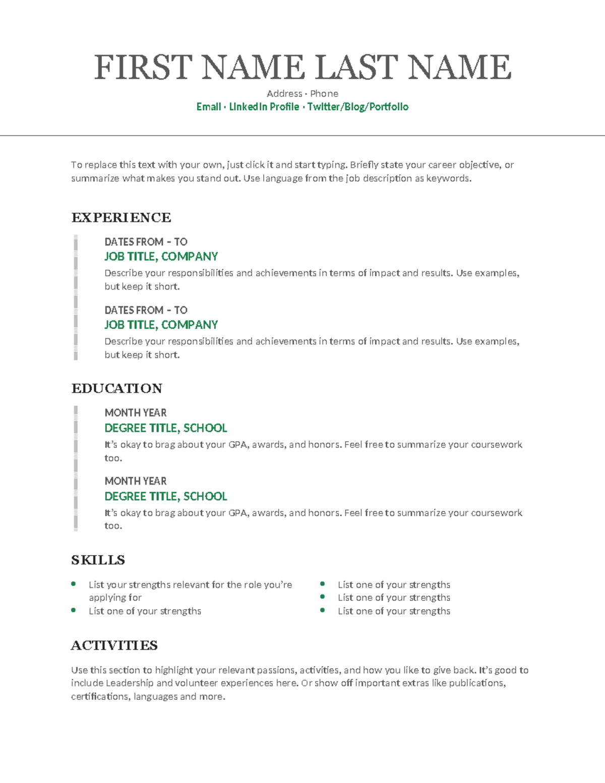 YEYE - Application Template for Job Applications and Resumes - Studocu