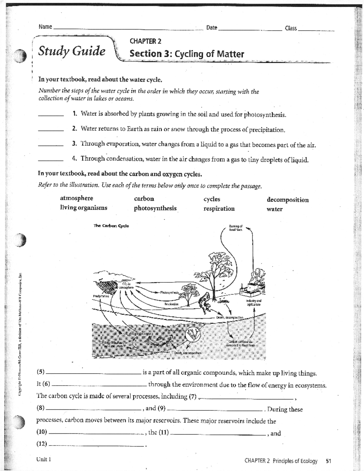 CH2 Study Guide: Cycling of Matter in Ecosystems - Studocu