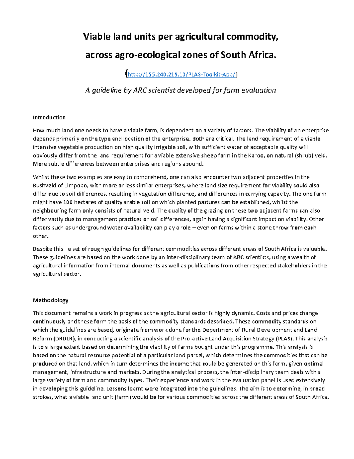 ARC - Viable Land Units for Commodities in South Africa - Feb '19 - Studocu