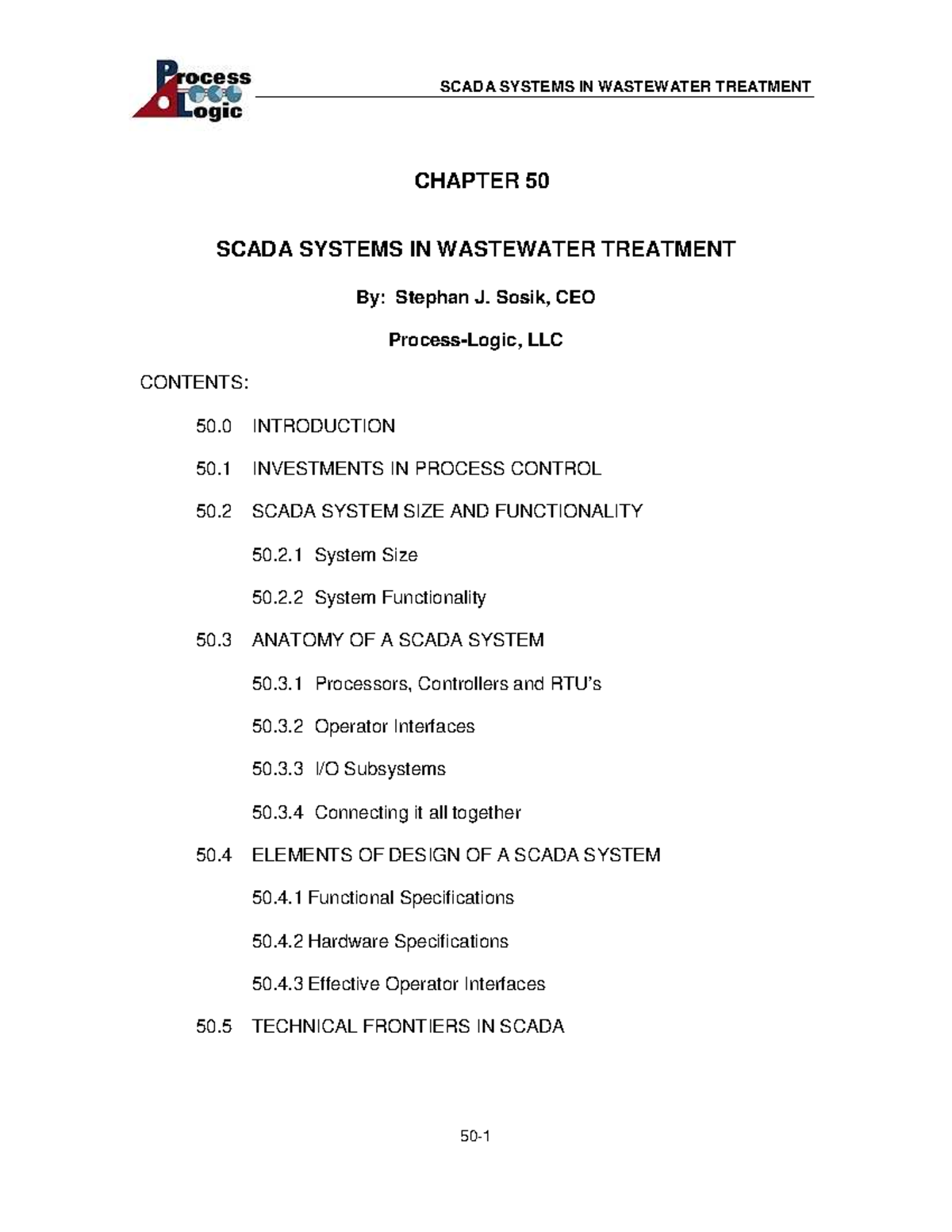 SCADA Systems in Wastewater Treatment: Chapter 50 Overview - Studocu