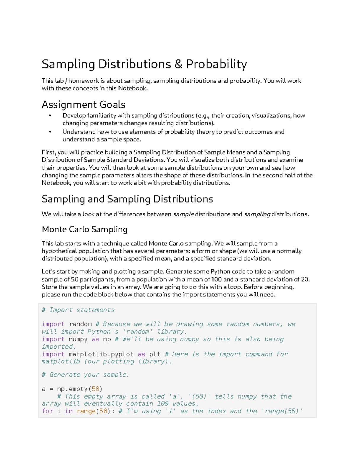 Homework 2 answers: Sampling distributions and probability concepts ...