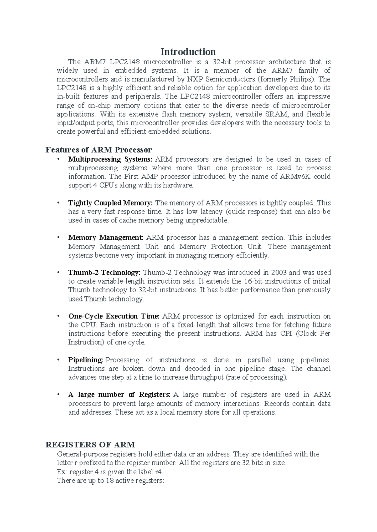 LAB Manual for ARM7 LPC2148 Microcontroller Applications - Studocu