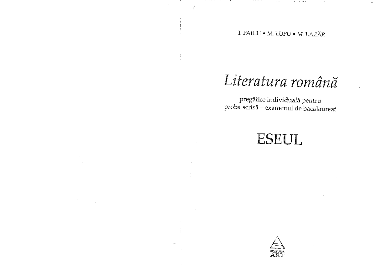 Eseuri romana 1-150 - Limba romana - Studocu