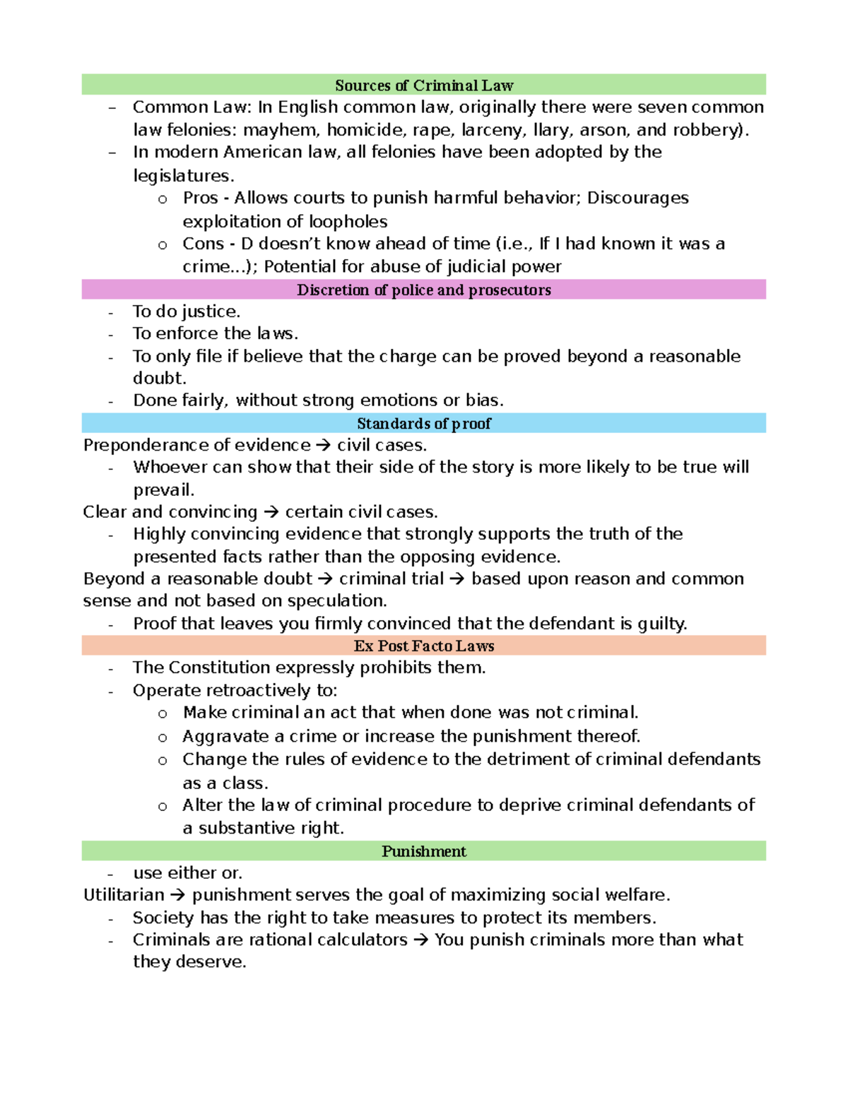 Criminal Law Overview: Key Concepts and Theories (CL 101) - Studocu
