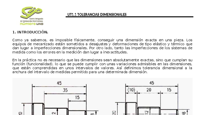 UT1.1 Tolerancias Dimensionales: Conceptos y Cálculos Esenciales - Studocu
