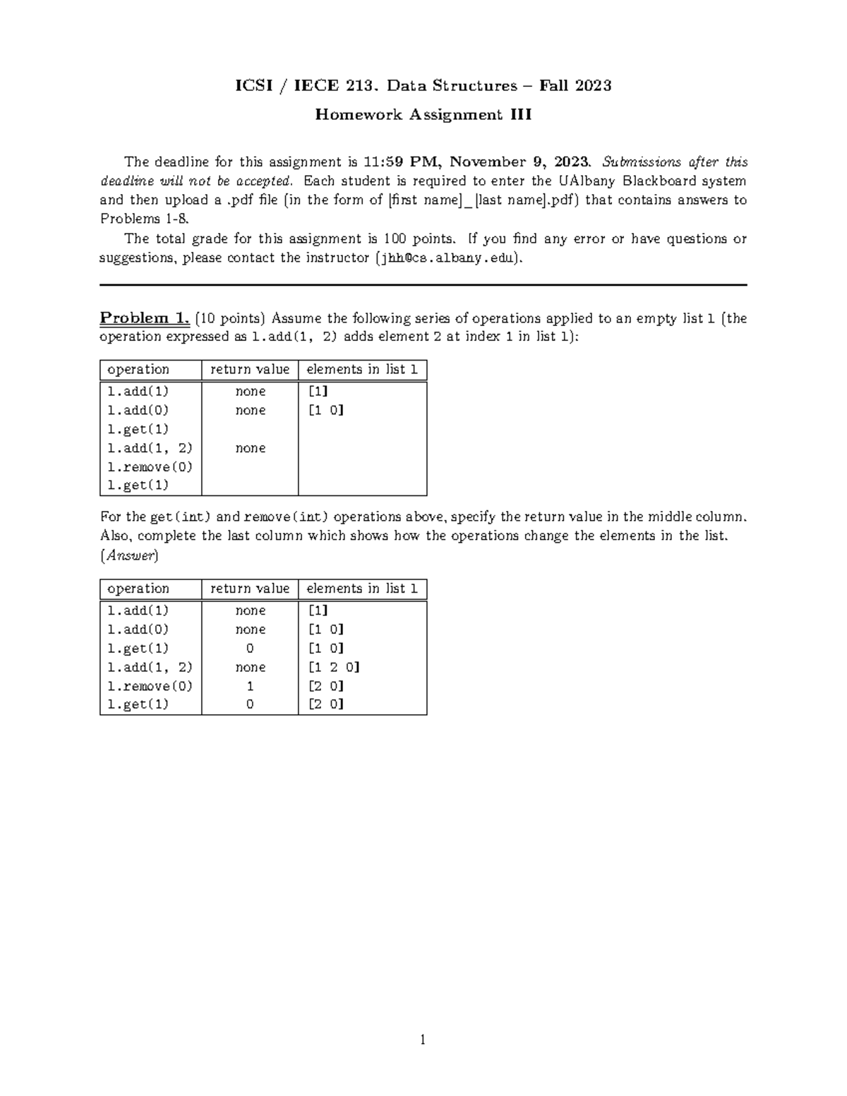 2023f hw3 solution - ICSI / IECE 213. Data Structures – Fall 2023 ...