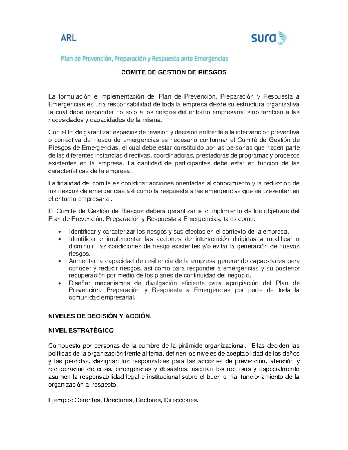 3. Comite DE Gestion DE Riesgos - COMITÉ DE GESTION DE RIESGOS La ...