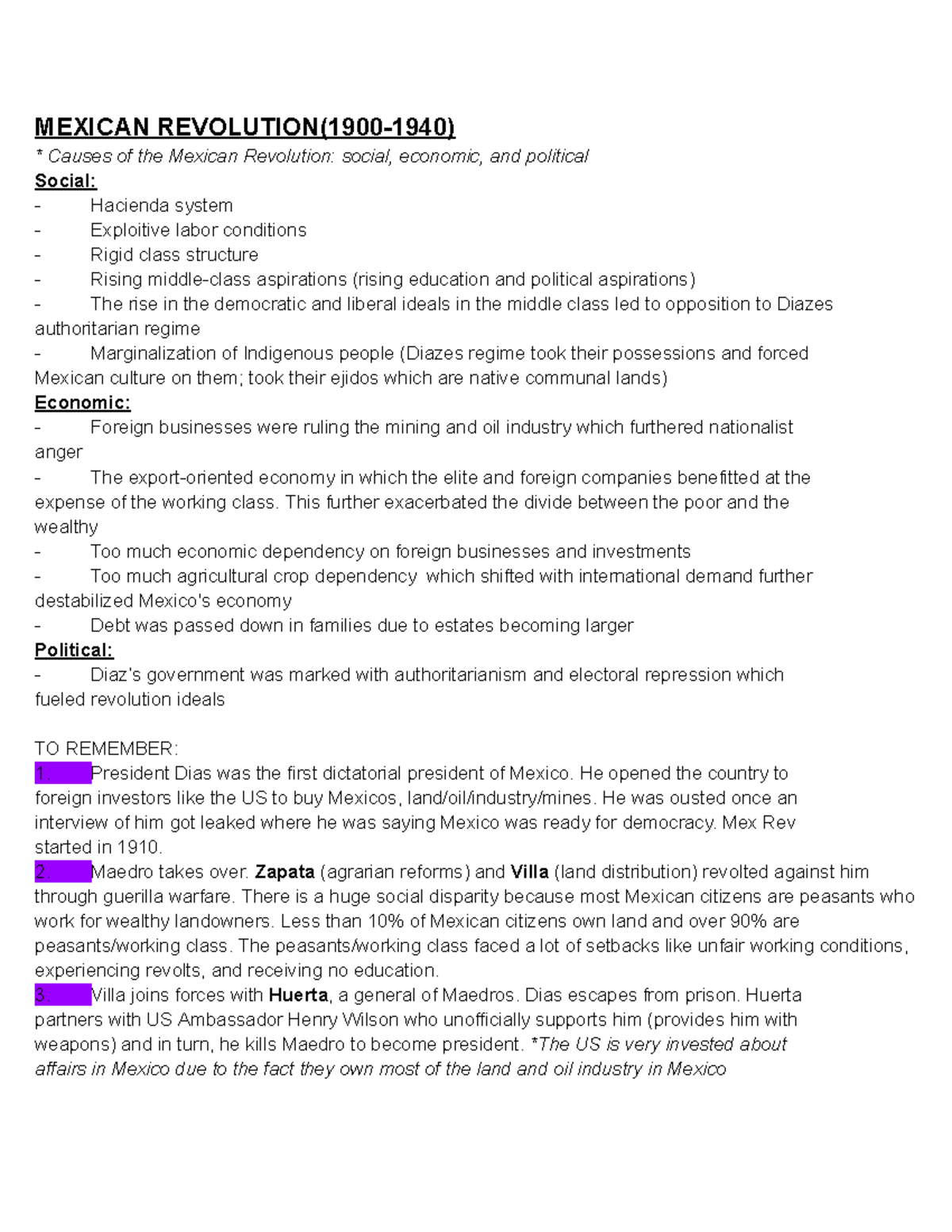 IB History Study Guide: The Mexican Revolution (1900-1940) Overview ...