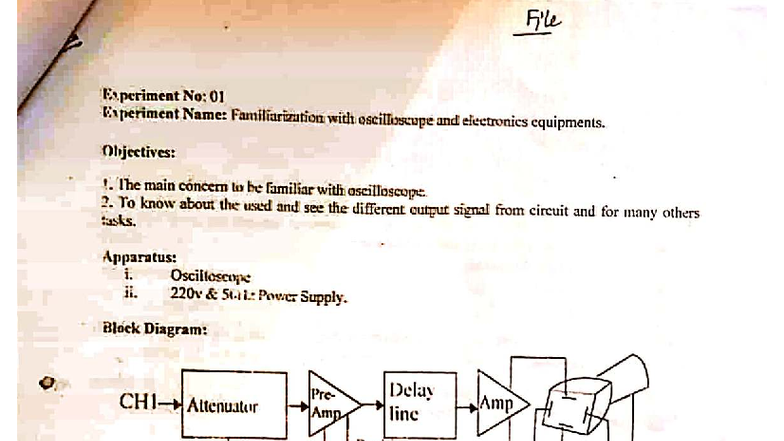EEE 1.2 Lab Report: Familiarization with Oscilloscope & Electronics - Studocu