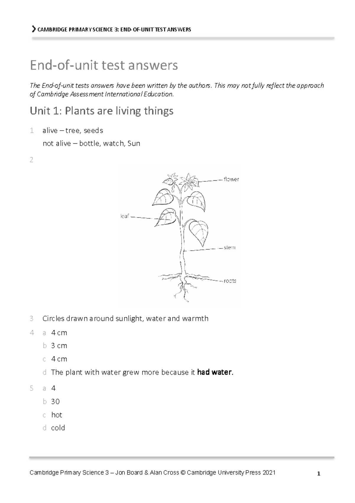 P Science 3 end-of-unit Answers - End-of-unit test answers The End-of ...