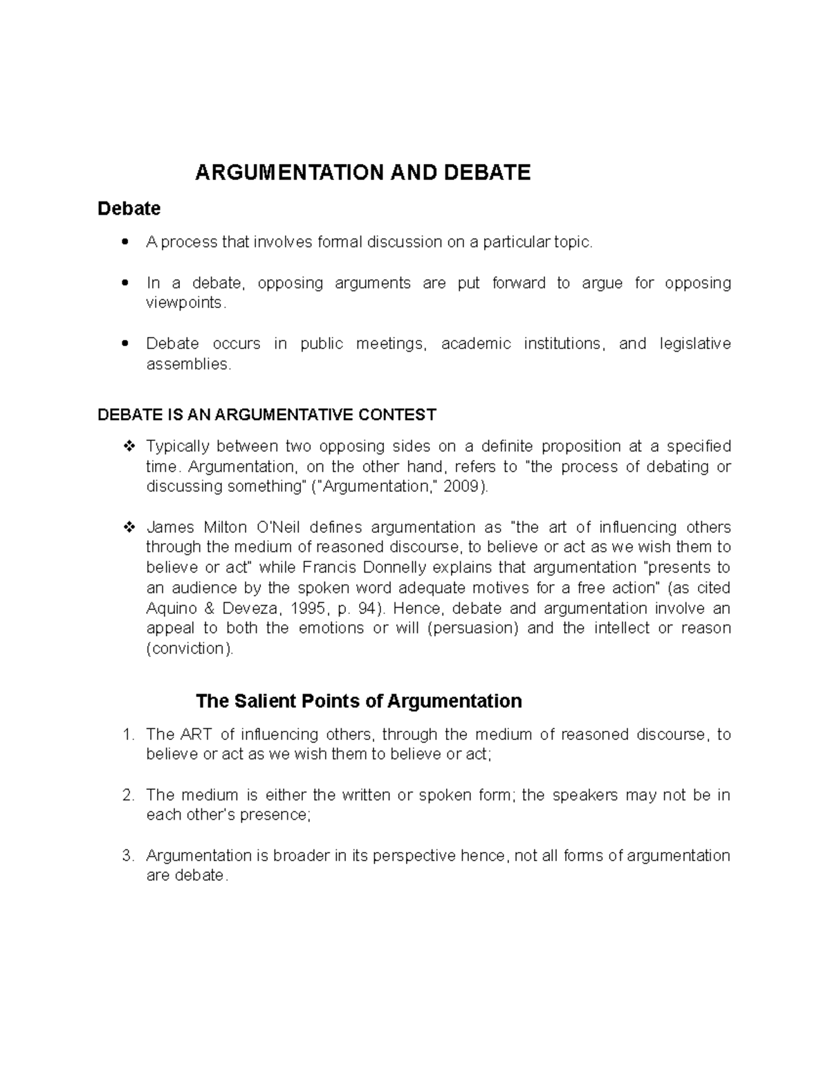 Argumentation & Debate: Key Terms, Salient Points & Importance - Studocu