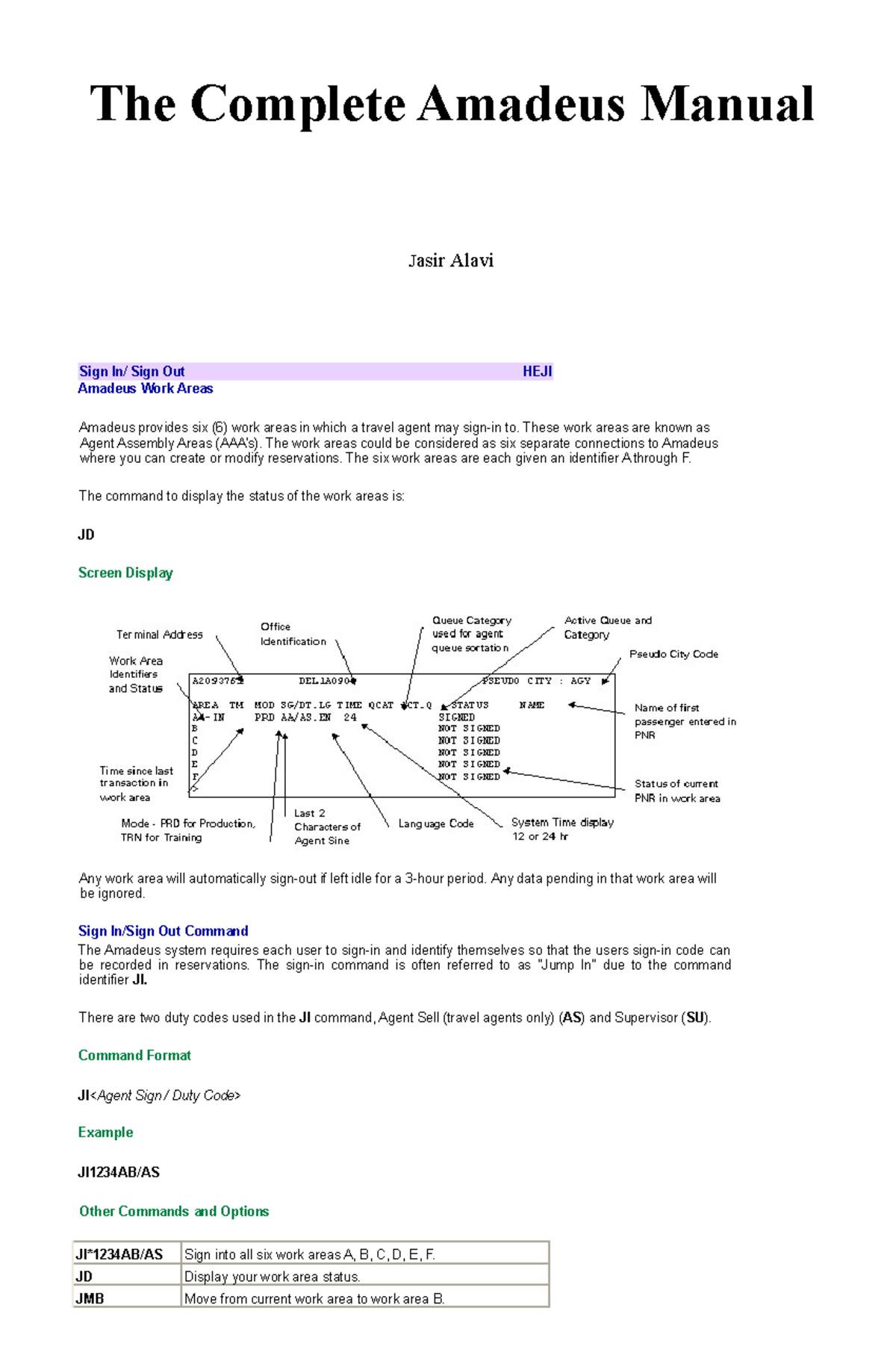 Amadeus Guide HEJI: Comprehensive Manual for Work Areas and Commands ...