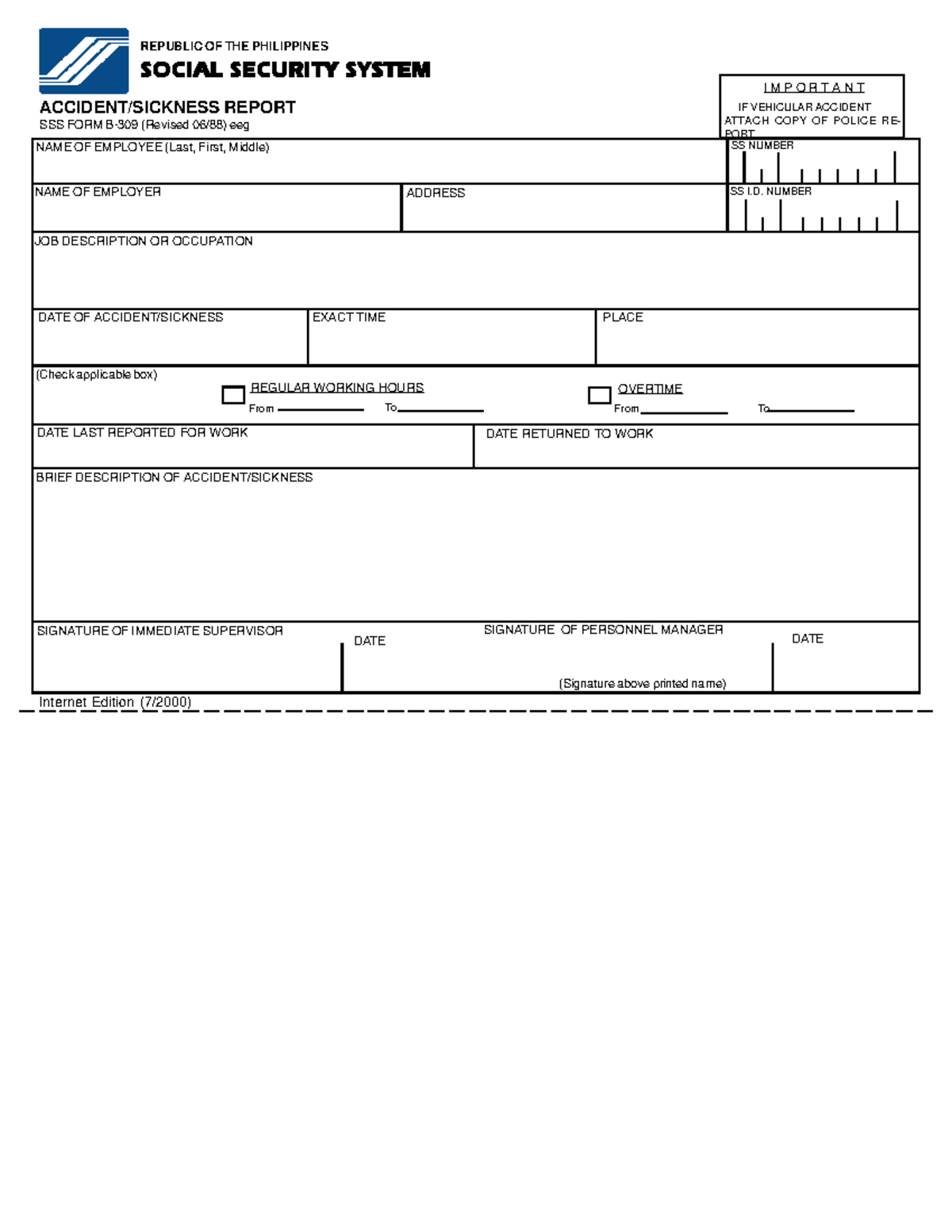 SSSForm EC Accident Sickness Report - I M P O R T A N T REPUBLIC OF THE ...