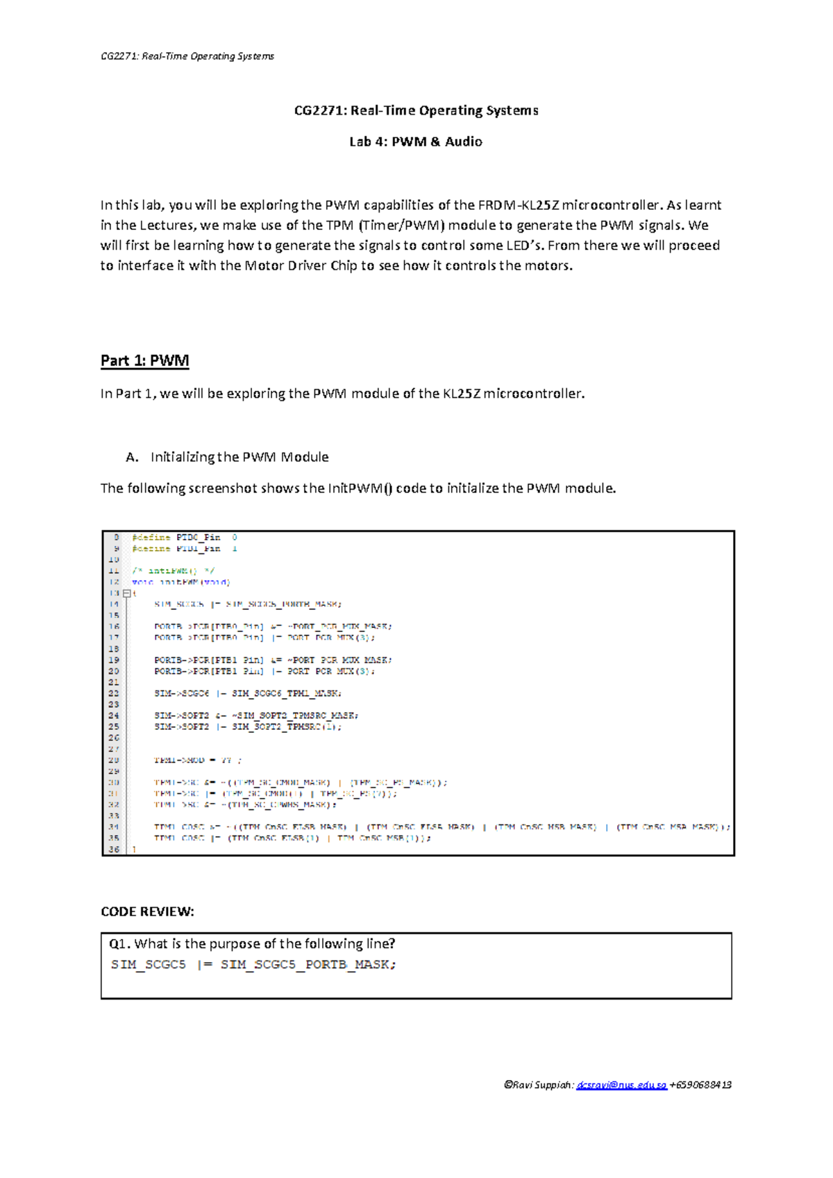 CG2271 Lab4 pwm and audio - CG2271: Real-Time Operating Systems ©Ravi ...