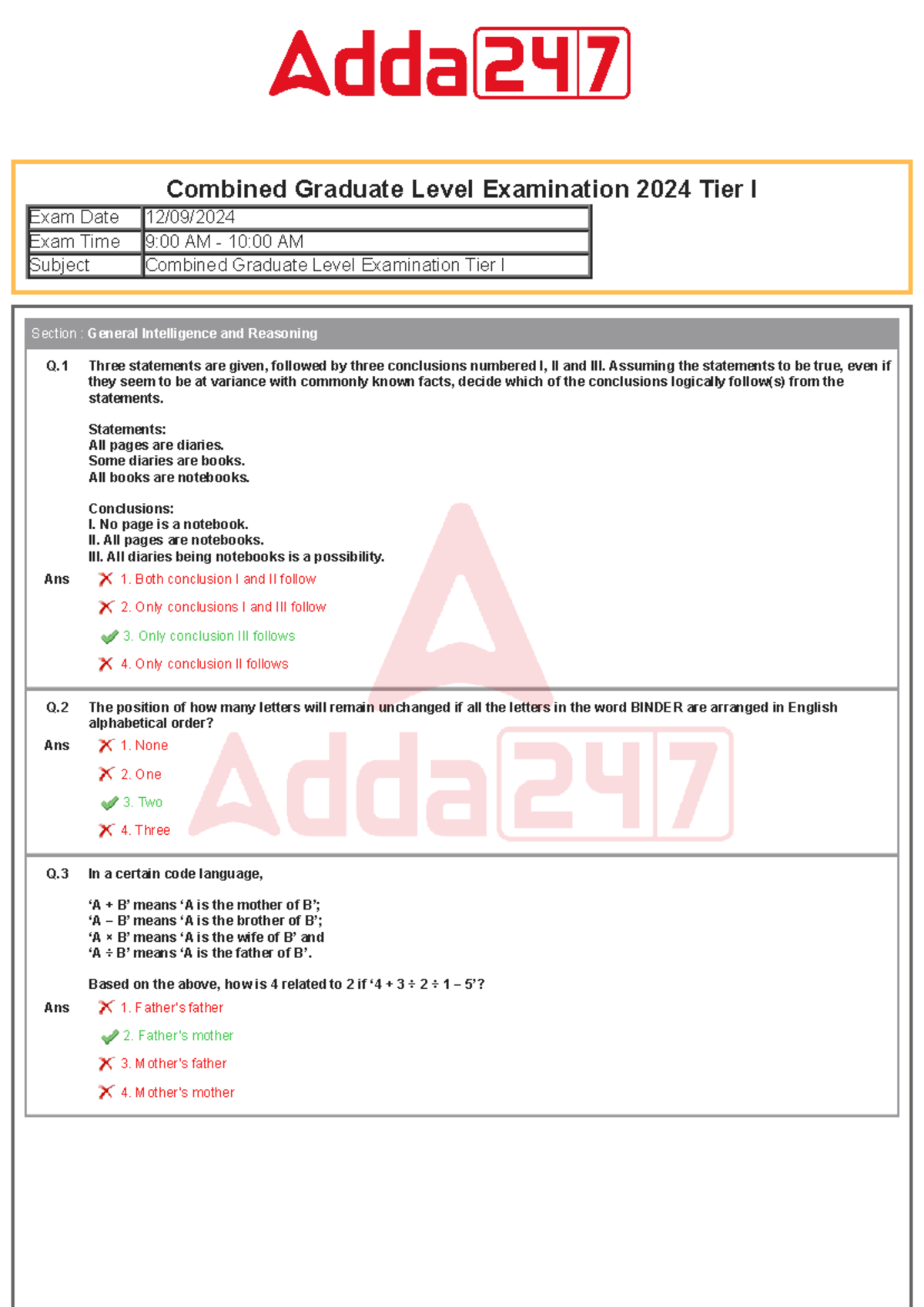 SSC-CGL-Tier-1-Question-Paper-September-2024-Shift-1-Analysis - Studocu