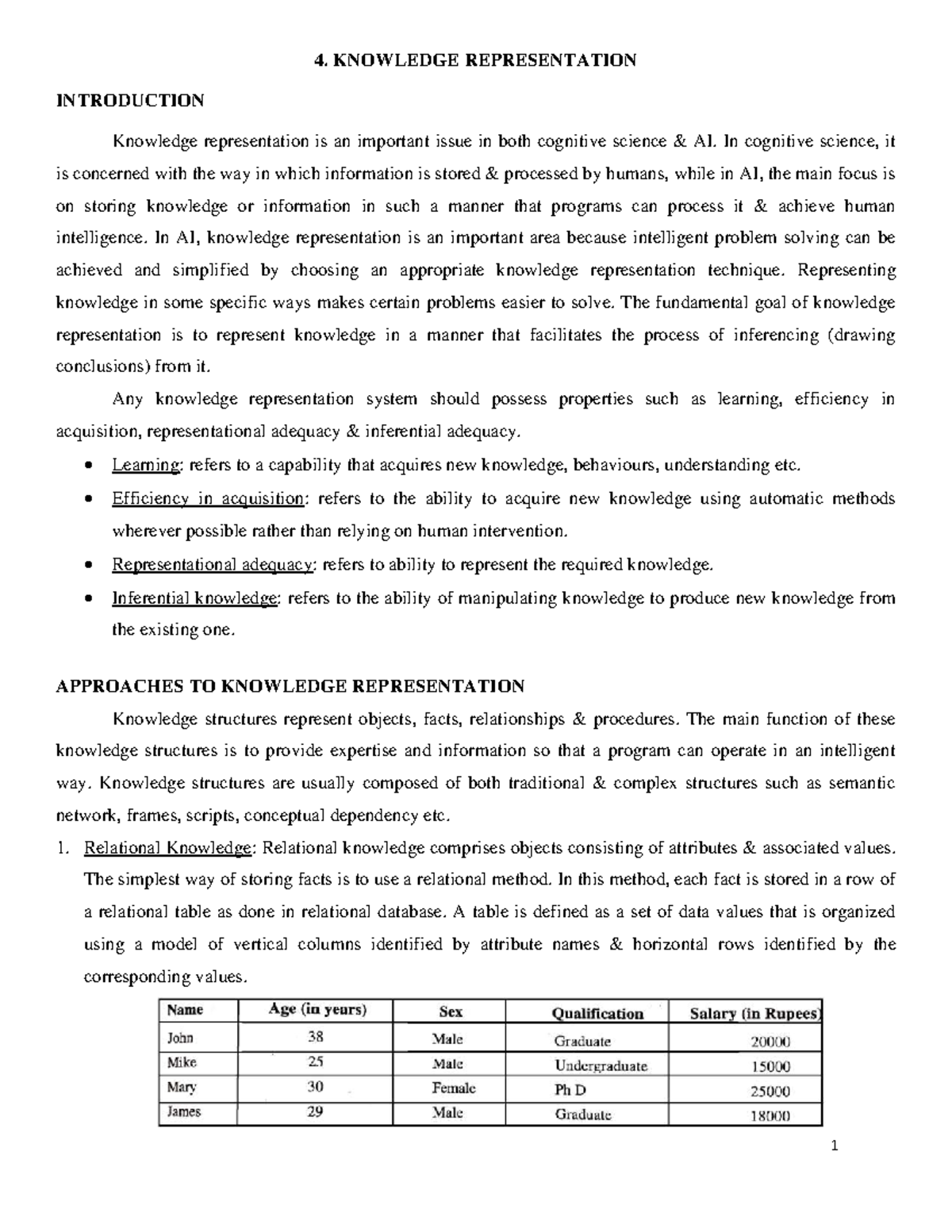 AI-Unit-3 Lecture Notes: Understanding Knowledge Representation - Studocu