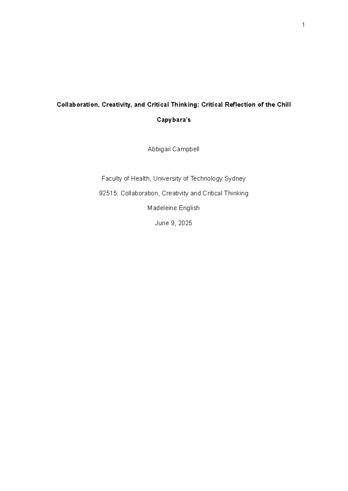 92515: Critical Reflection on Collaboration & Creativity in Group Work ...