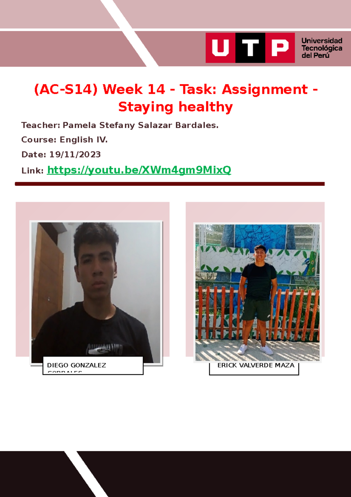 Week 14 Assignment - Staying Healthy (INGLES IV) - Studocu