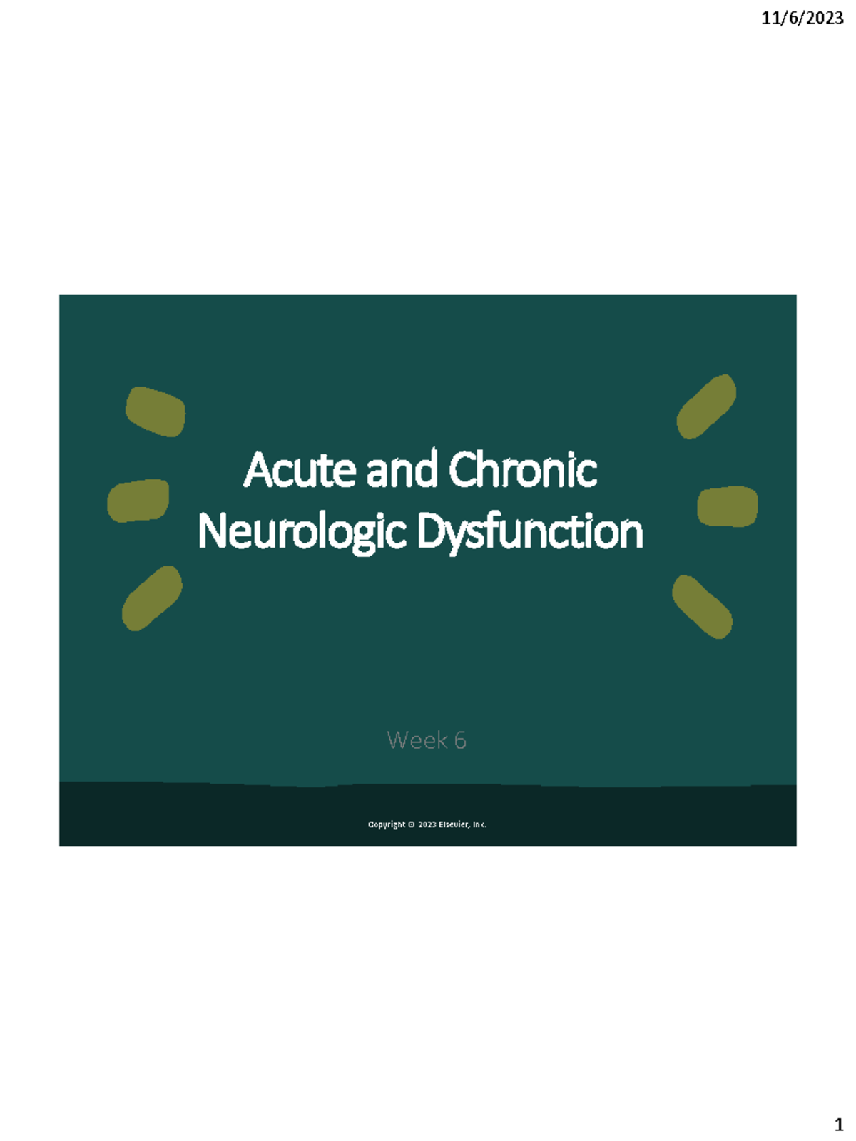 NUR 2300 - Week 6: Acute & Chronic Neurologic Dysfunction Notes - Studocu
