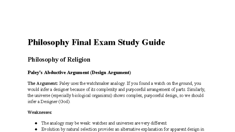 Philosophy 101 Final Exam Study Guide: Key Theories & Ethical Arguments ...