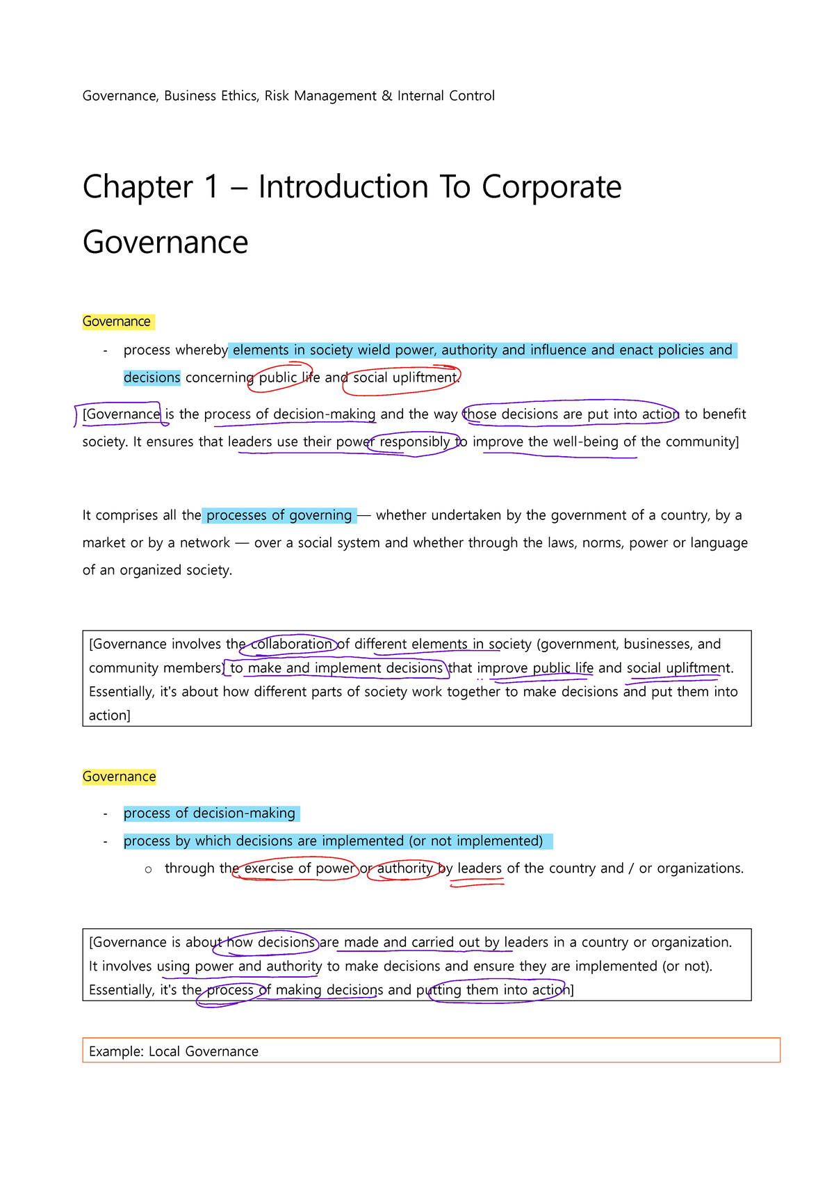 Corporate Governance: Chapter 1 - Introduction to Governance & Ethics ...
