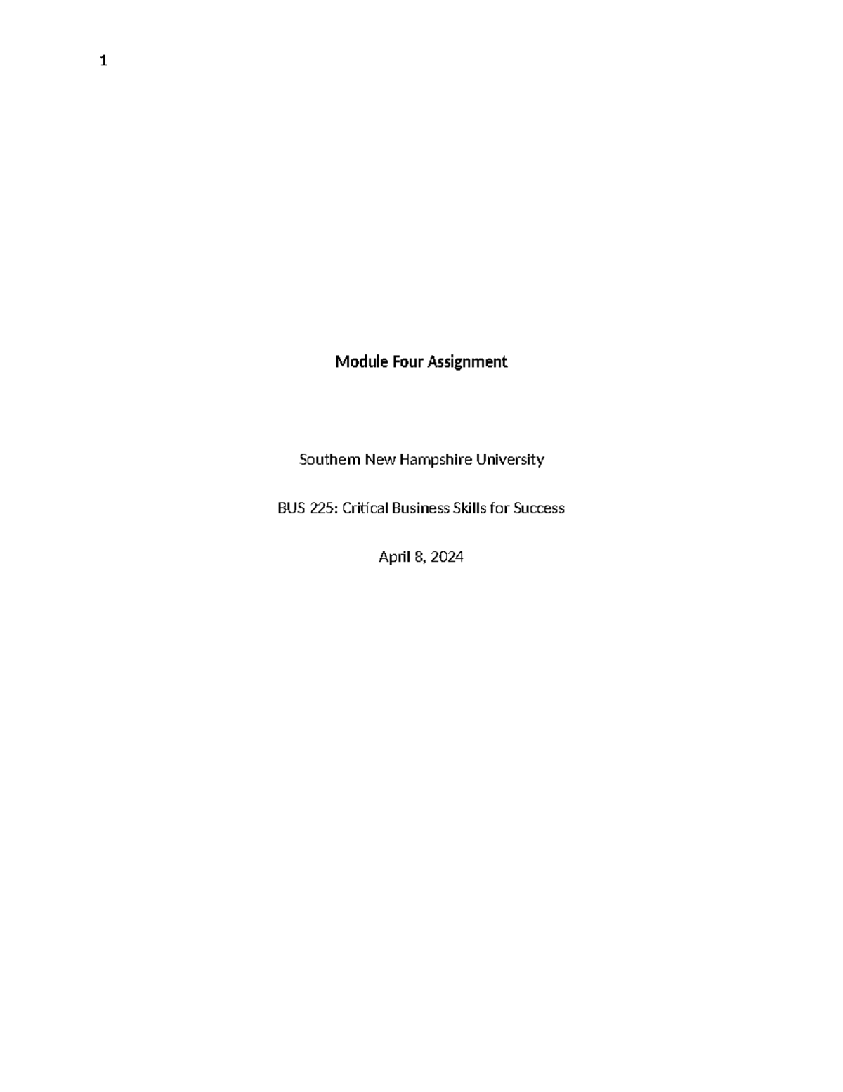 BUS225 Mod 4 Assignment - Module Four Assignment Southern New Hampshire ...