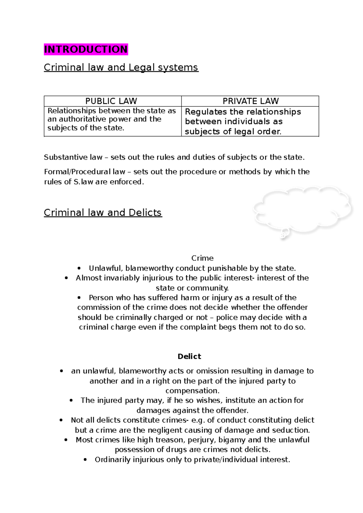 Criminal Law Overview: Key Concepts & Theories (211-Intro Notes) - Studocu