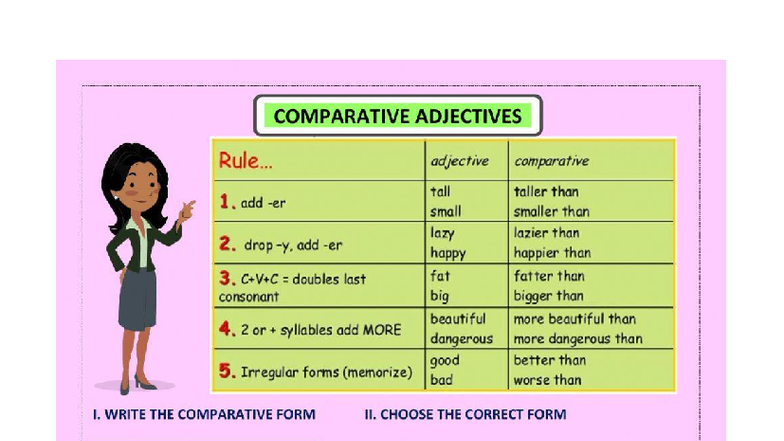 Comparative Adjectives: Rules and Exercises for English Learners - Studocu