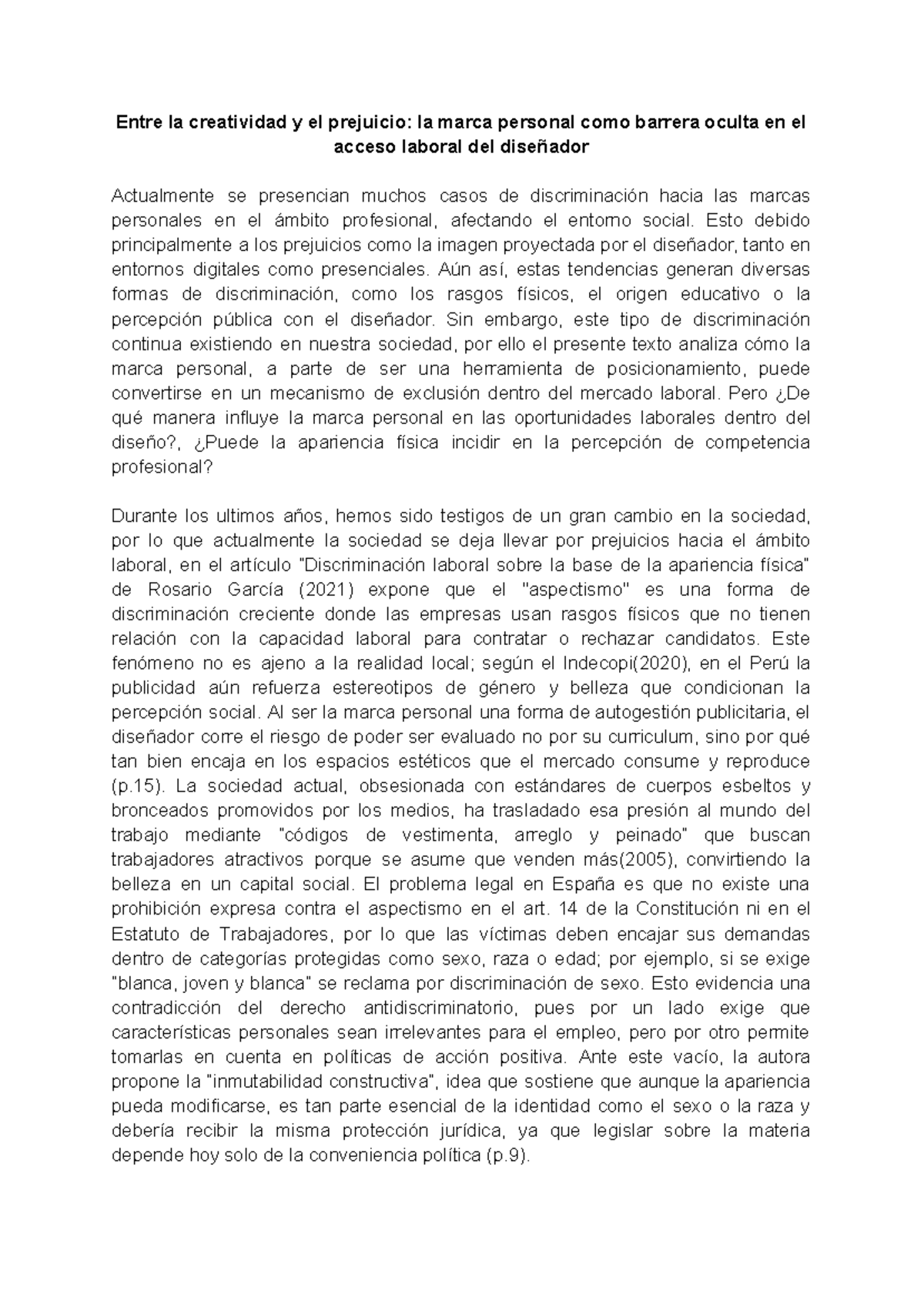 La marca personal y su impacto en la inclusión laboral del diseñador ...