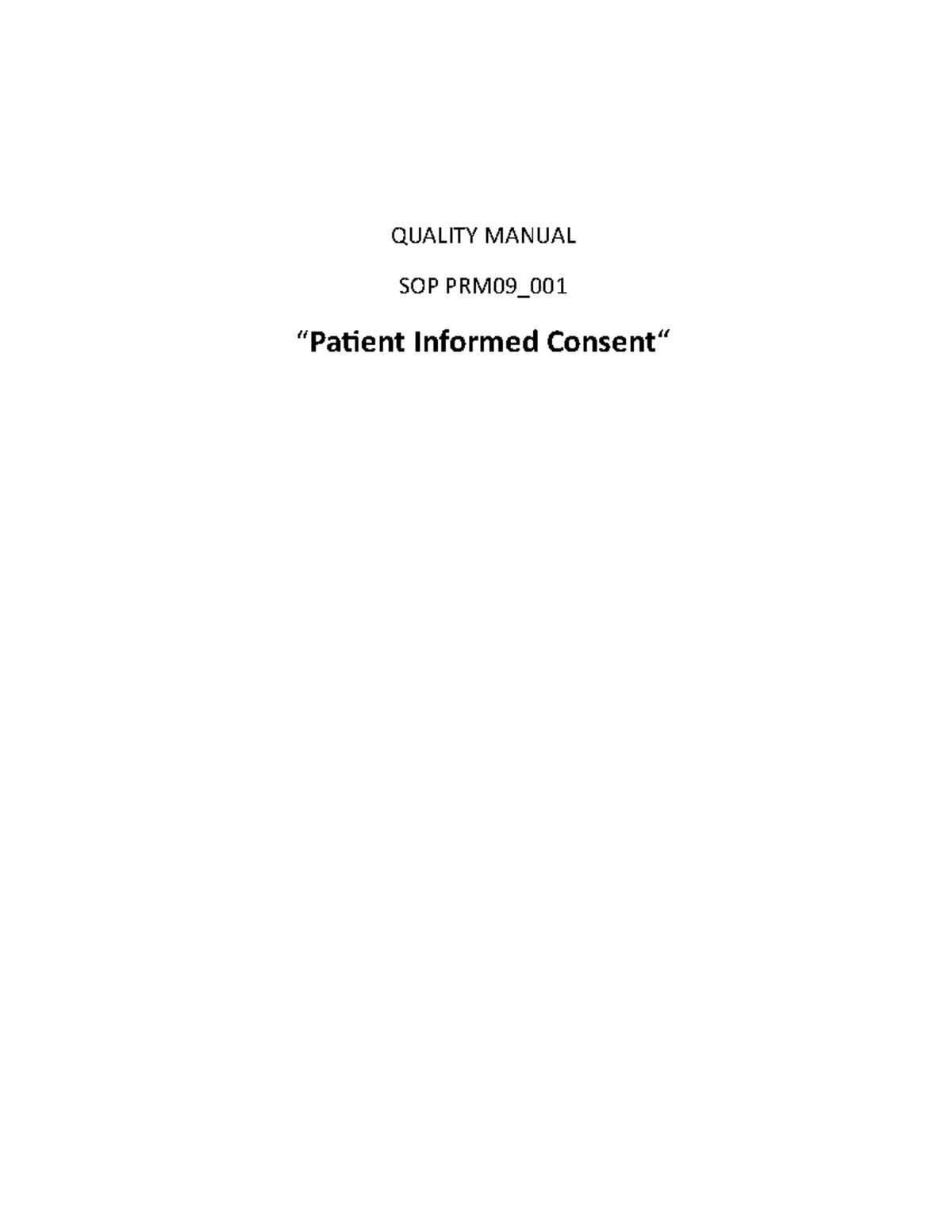 SOP PRM09: Patient Informed Consent Procedures for Clinical Studies ...