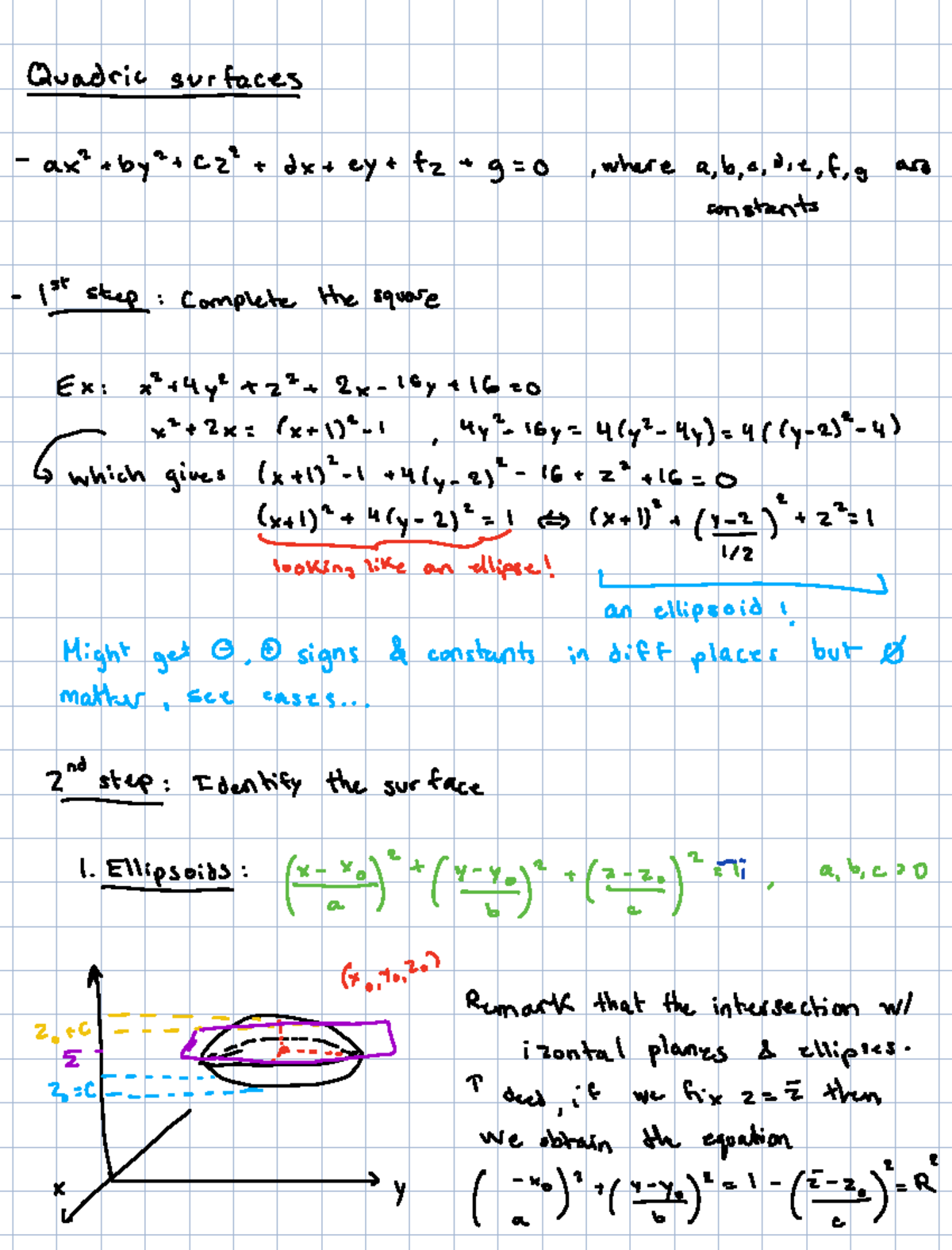 Quadric Surfaces - Notes (MATH 40.10.207) - Studocu