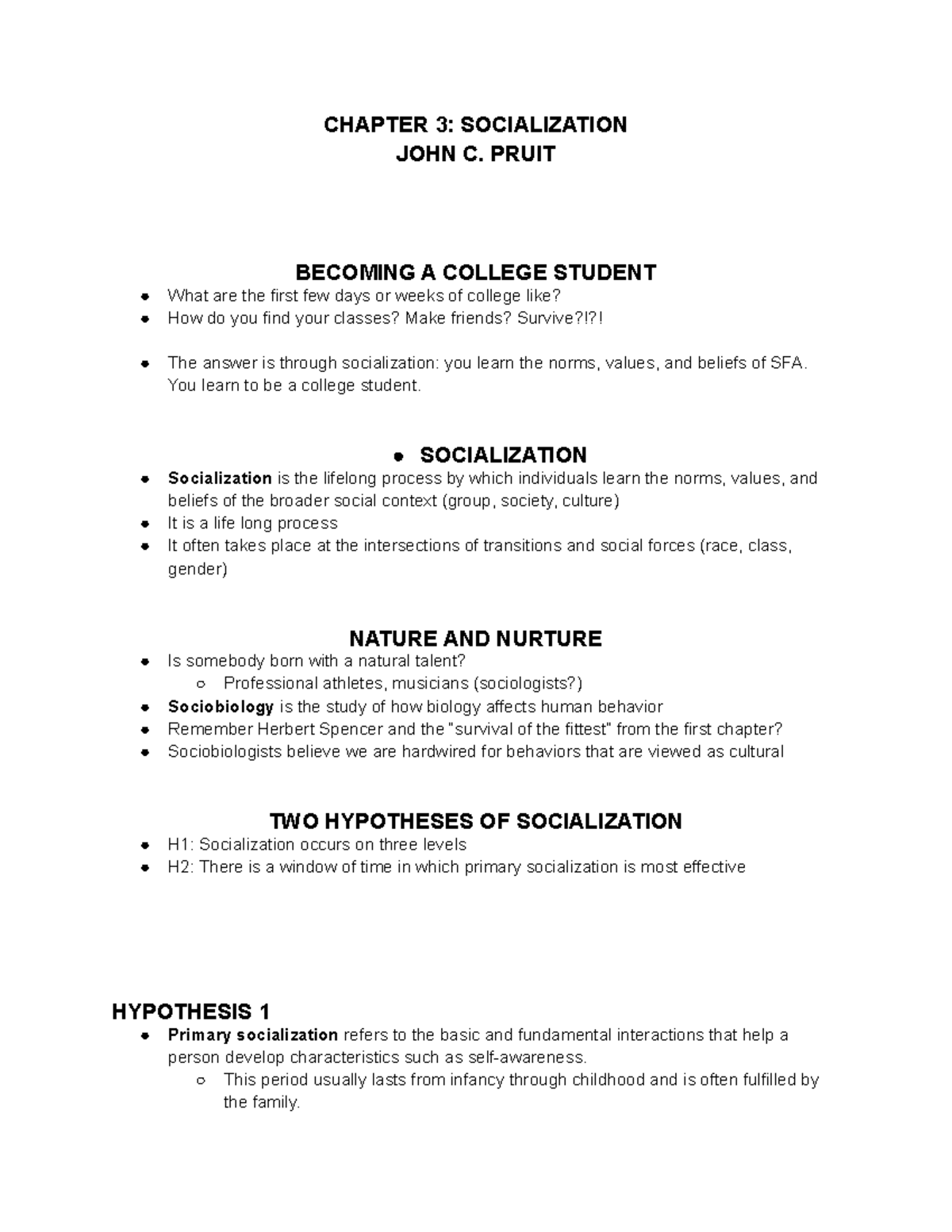 Sociology 101: Chapter 3 - Understanding Socialization Processes - Studocu