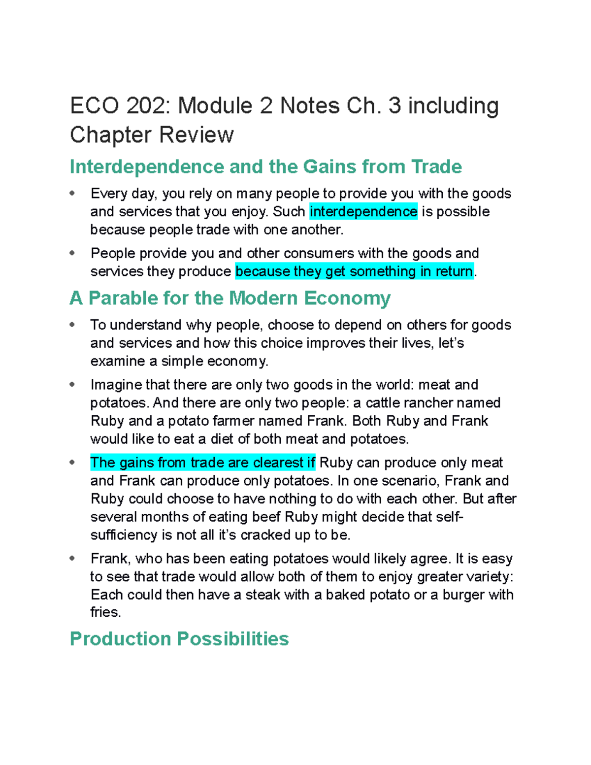 ECO 202 Module 2 Notes Ch 3 - ECO 202: Module 2 Notes Ch. 3 including ...