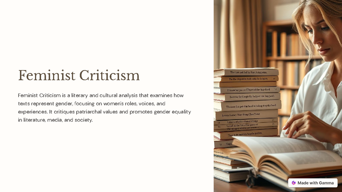 Feminist Criticism Analysis: Key Concepts and Applications - PPT - Studocu