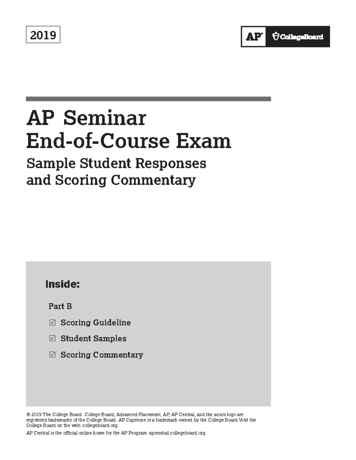 Ap19 apc seminar eoc b - sem practice - 2019 AP ® Seminar End-of-Course ...