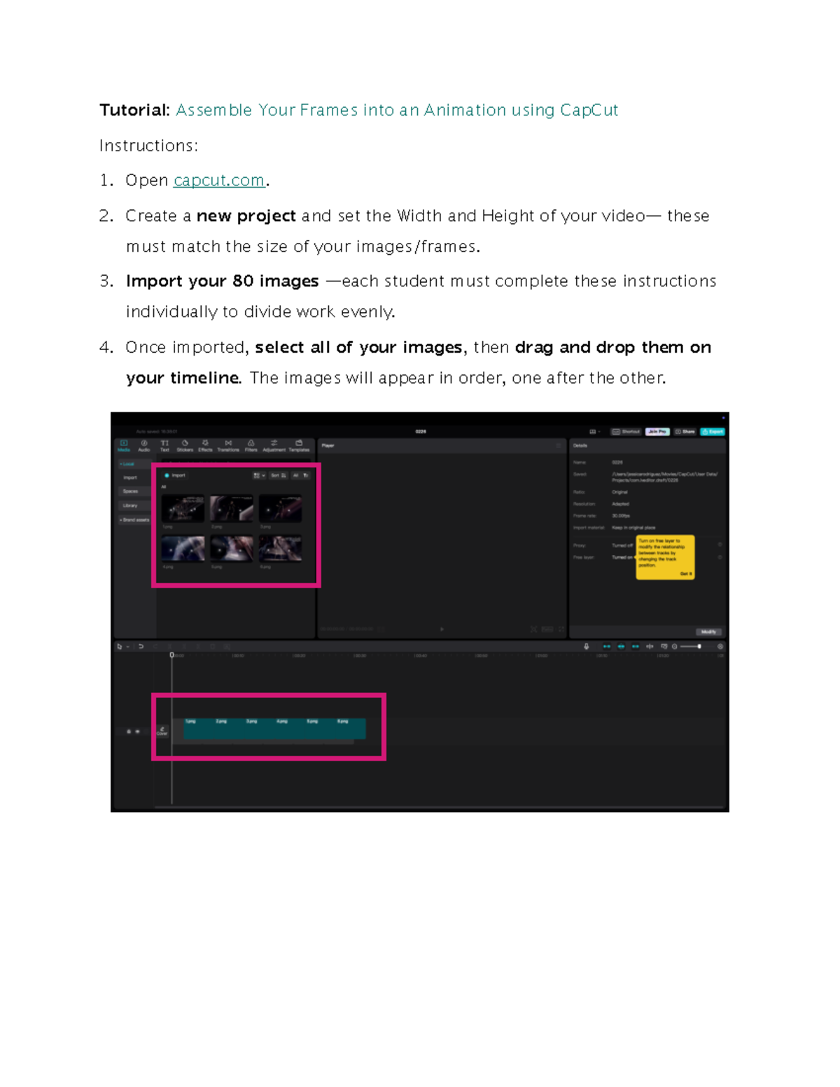 Assemble Your Frames into an Animation using Cap Cut - ECE241 ...