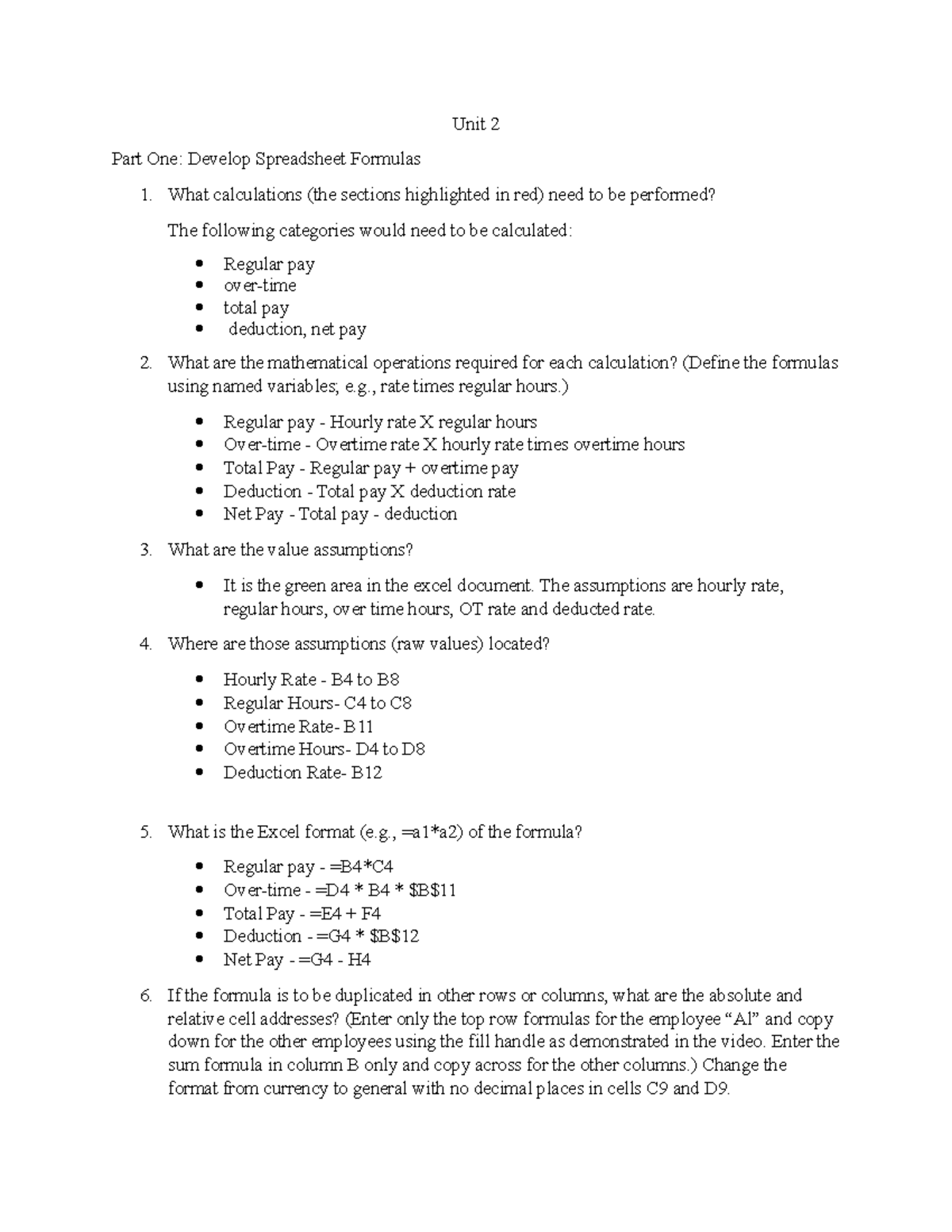 Excel Design Principles - Unit 2 Part One: Develop Spreadsheet Formulas ...