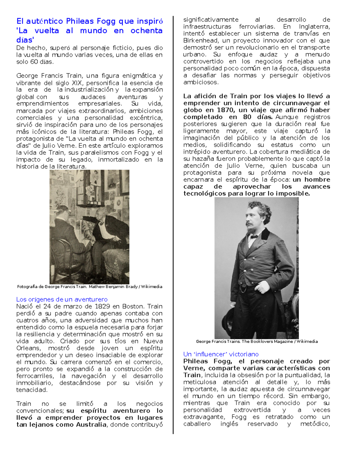 George Francis Train: El Verdadero Phileas Fogg y su Legado - Studocu