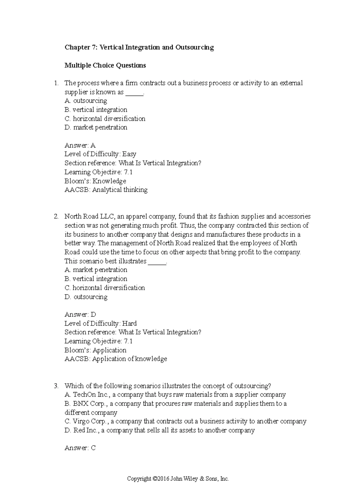 Chapter 6 - Multiple choice - Chapter 6: Corporate Strategy Multiple Choice Questions The search ...