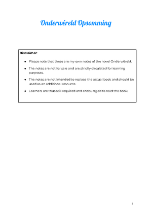 Onderwereld - Chapter 1-8 Summary - The narrator's angle now changes to a first-person narrator ...