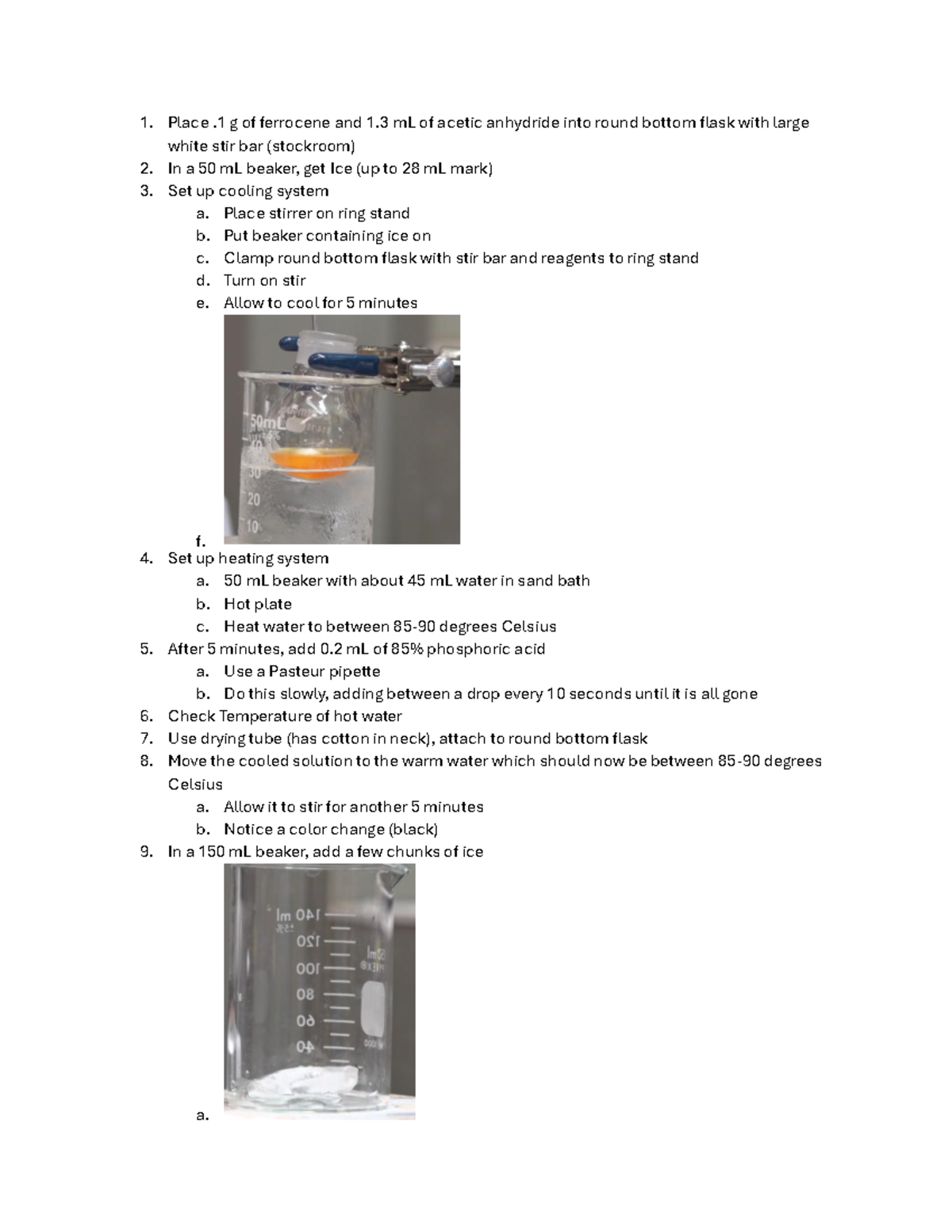 Acetylferrocene Synthesis Protocol (Chem 101 Lab) - Studocu