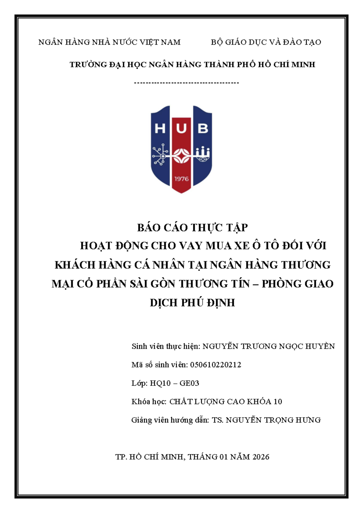 Báo cáo Thực Tập: Hoạt Động Cho Vay Mua Xe Ô Tô Tại SACOMBANK PGD Phú ...