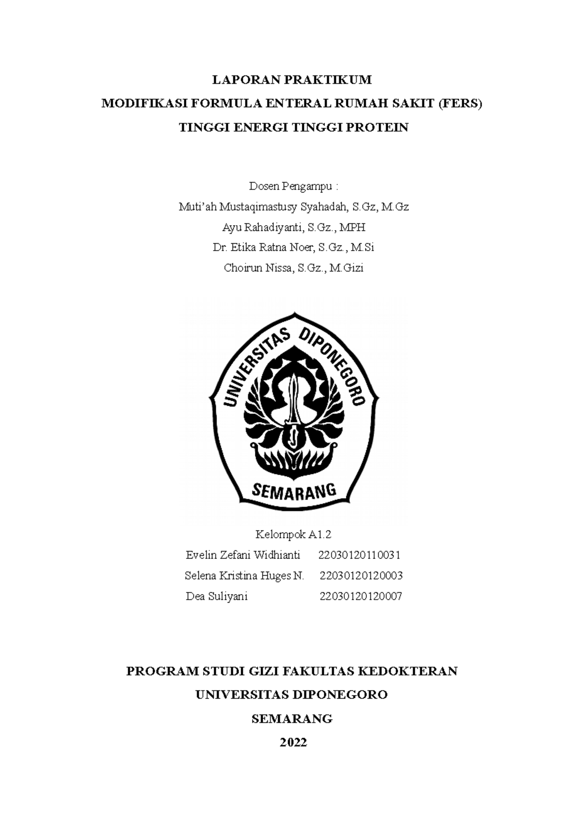 Proposal Modifikasi Formula Enteral Tinggi Energi & Protein A1.2 EPN ...