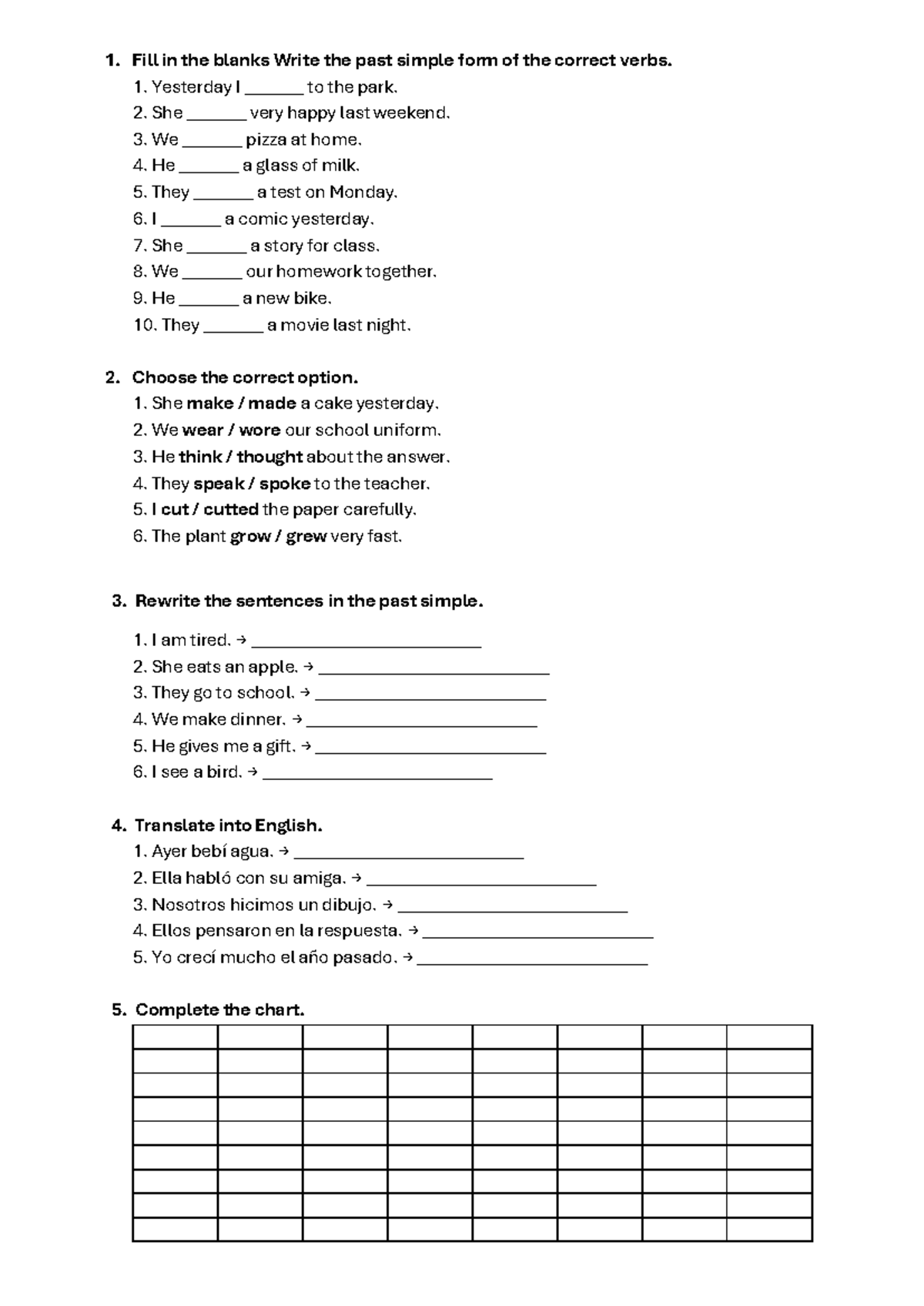 Past Simple Practice Exercises for English Learners - Studocu