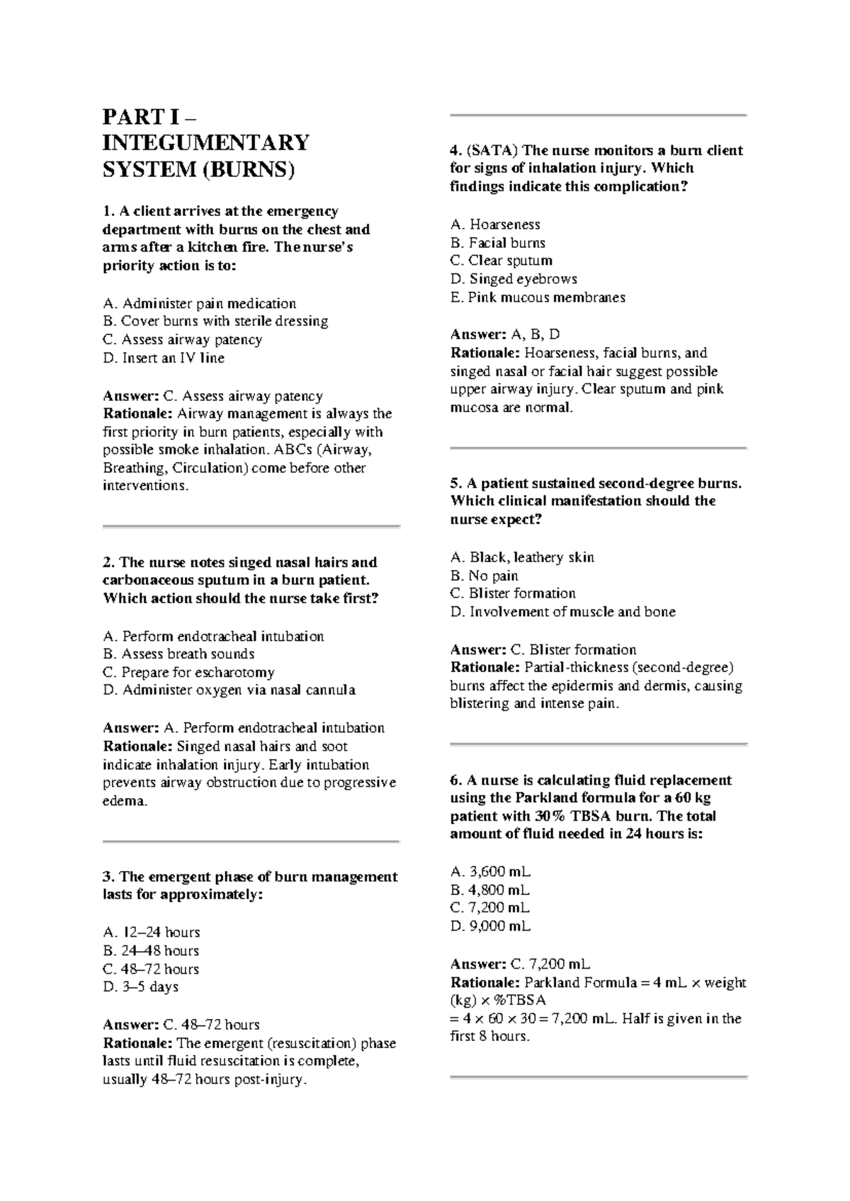 Integumentary & Endocrine System Practice Questions (NUR 101) - Studocu