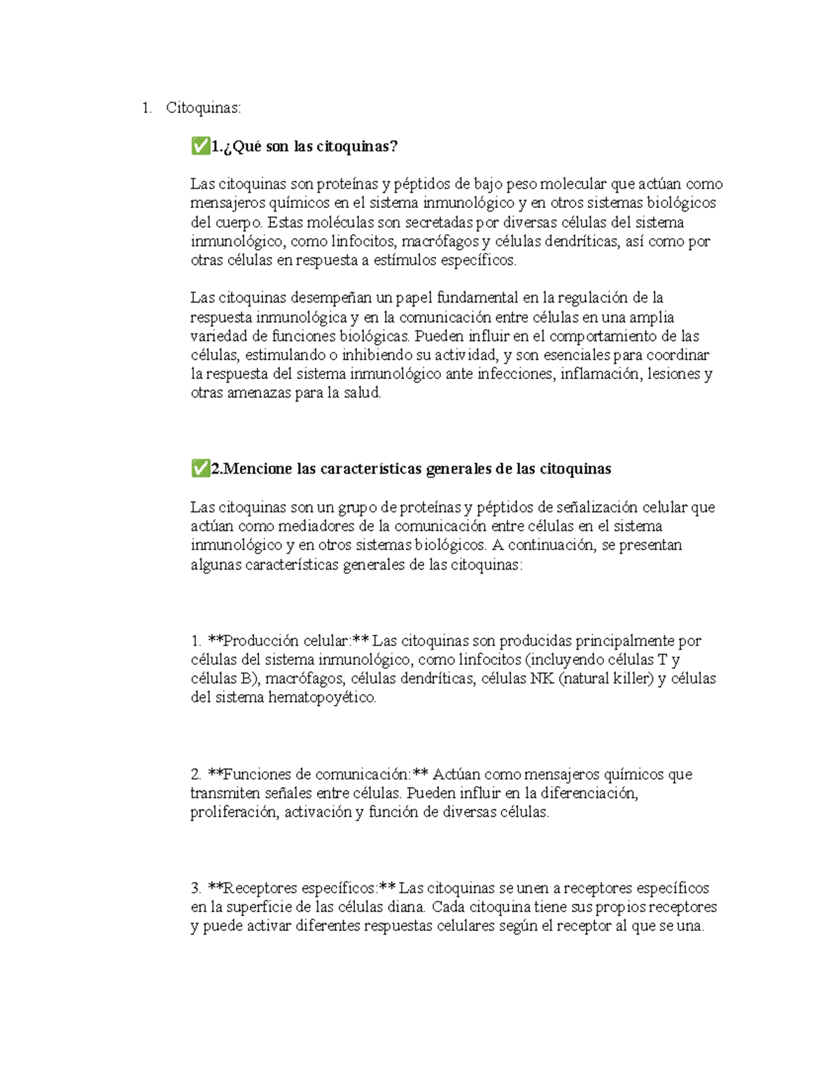 Citoquinas en Inmunología: Definición y Funciones Clave - Studocu